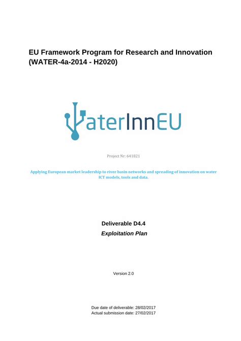 Pdf Eu Framework Program For Research And Innovation Water 4a