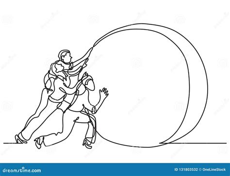 Continuous Line Drawing Of Business Situation Team Efforts Stock