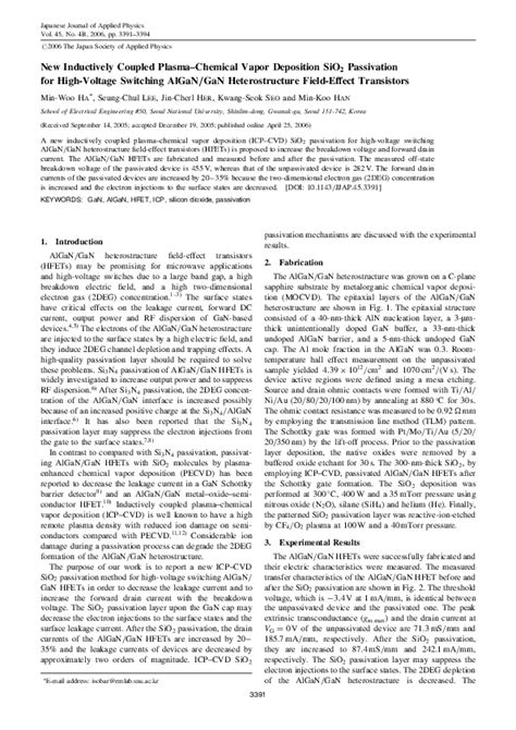 Pdf New Inductively Coupled Plasmachemical Vapor Deposition Sio 2 Passivation For High