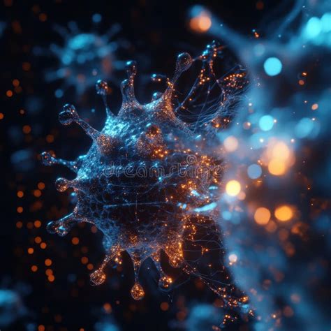 Detailed 3d Visualization Displaying A Complex Virus Structure With