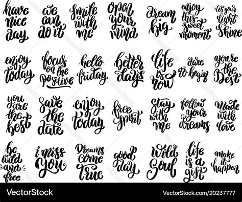 Set Of Hand Written Lettering Motivational Quotes Vector Image