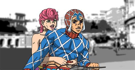 ジョジョの奇妙な冒険 ローマでの戦いを終えてローマの休日を満喫するミスタとトリッシュ しでぼーのイラスト Pixiv