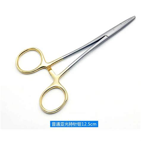 125cm 골든 컬러 핸들 바늘 클램프 의료용 펜치 외과 집게 쌍꺼풀 성형 수술 바늘 홀더펫 수술 의료 기계 Aliexpress