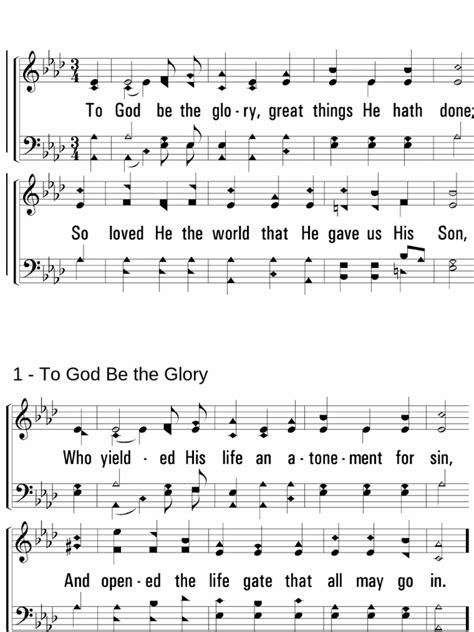 To God Be The Glory Hymn Lyrics Pdf Systematic Theology Christian
