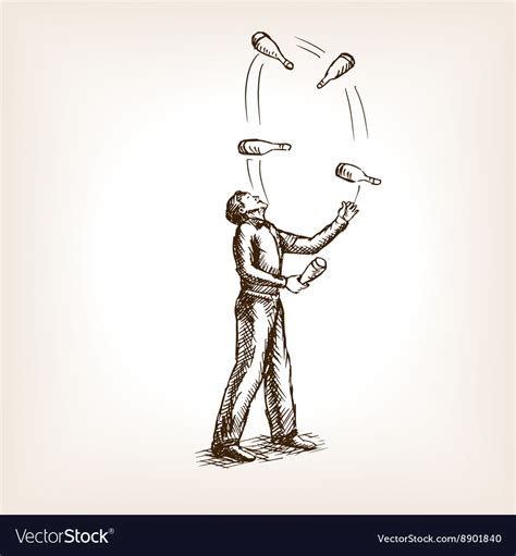 Juggler Man Sketch Style Royalty Free Vector Image