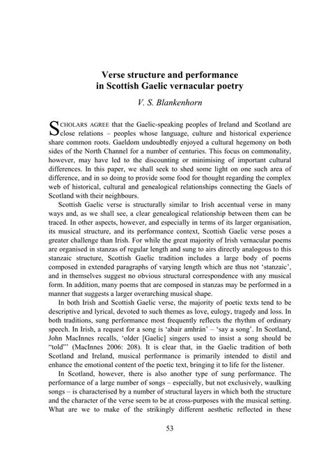 Pdf Verse Structure And Performance In Scottish Gaelic Vernacular Poetry