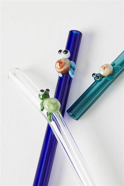 Hummingbird Reusable Blue Turtle Straw Glass Straws Straw Reusable