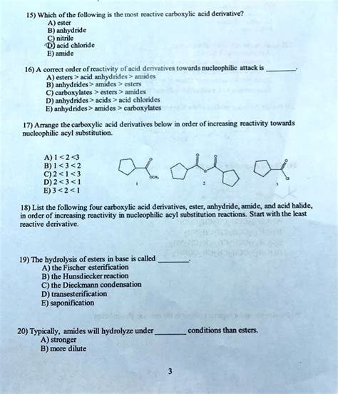 Solved 1s Which Of The Following Is The Most Reactive Carboxylic Acid