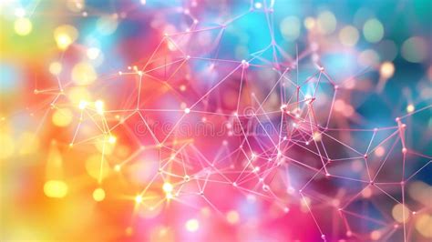 Abstract Colorful Background With Network Of Connected Lines And Dots