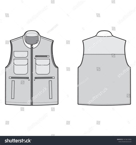 Utility Vest Fashion Flats Template 스톡 벡터로열티 프리 1613613496 Shutterstock