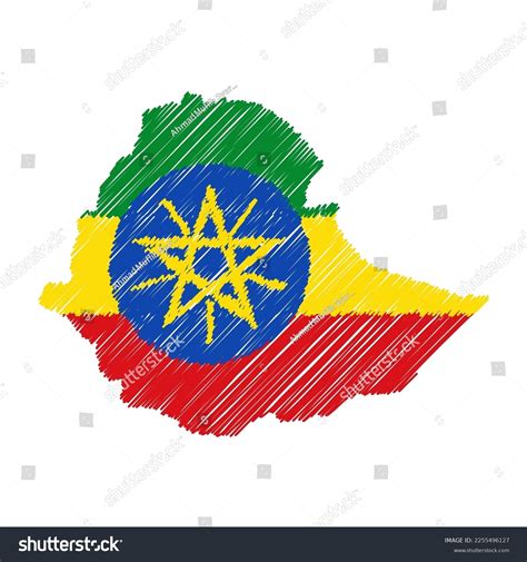 Ethiopia Map Color Hand Drawn Sketch Stock Vector Royalty Free