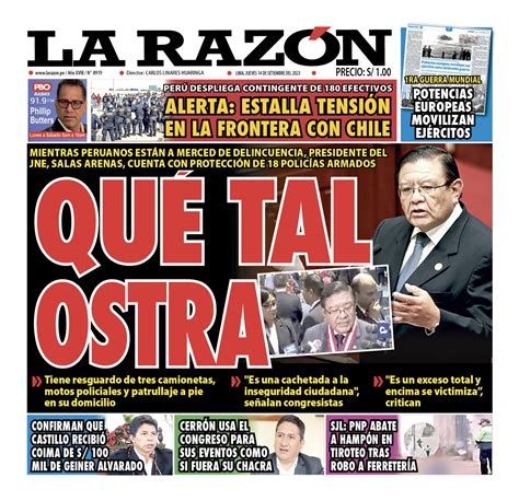 Portada Diario La Razón 14092023 La Razón