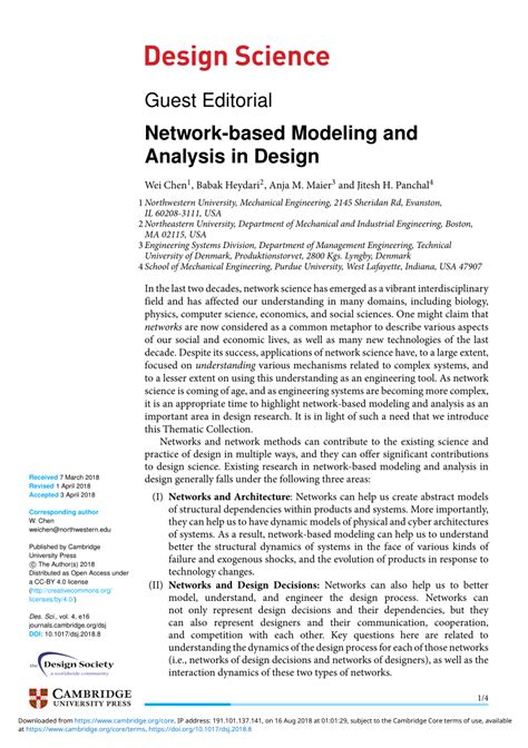 pdf network based modeling and analysis in design