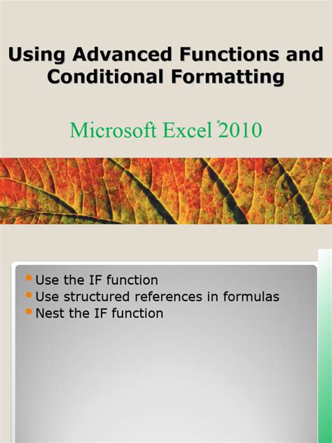 Conditional Formatting Pdf Microsoft Excel Function Mathematics