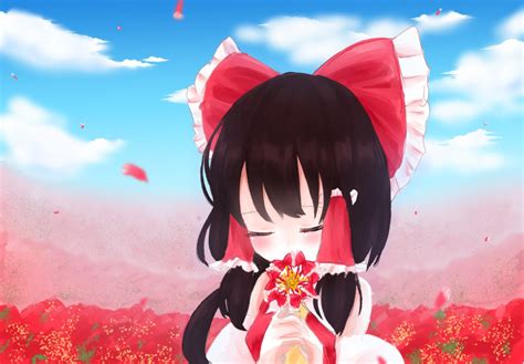 Safebooru 1girl Ascot Bare Shoulders Black Hair Blurry Blush Bow