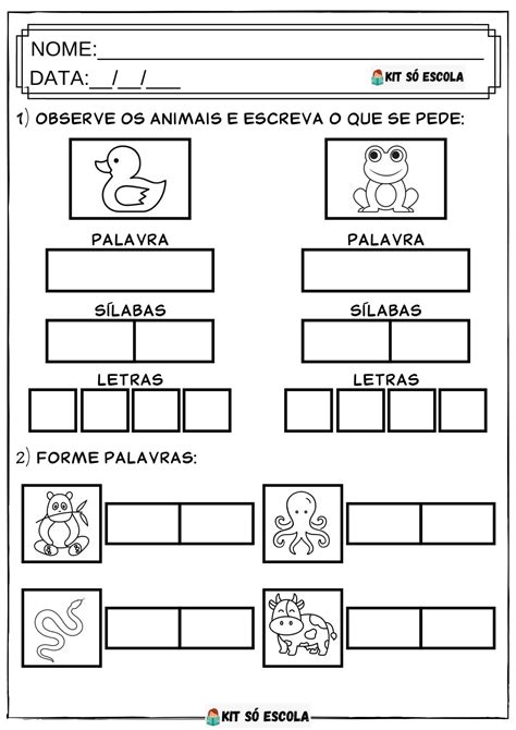 Atividades Sílabas Simples e Complexas Corujinha ABC