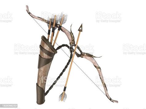 흰색 노 섀도우에 Dussehra 휴일 3d 렌더링의 골드 활과 화살표 속성 양궁에 대한 스톡 사진 및 기타 이미지 양궁