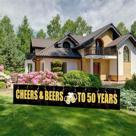 Buy Cheers And S To 50 Years Banner Black Gold 50 Anniversary Party