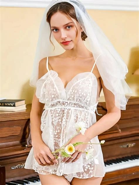 Sexy Floral Lace Mesh Slip Dress Sheer Deep V Embroidery Babydoll