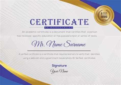 Certificado Archivo Psd Premium