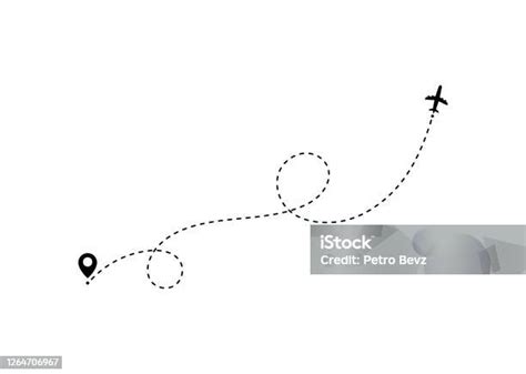 지도 핀 Gps 포인트와 비행기 여행 개념 비행 시작 점 개념 또는 테마 항공기 및 맵 포인터 기호 벡터 일러스트레이션 개념에