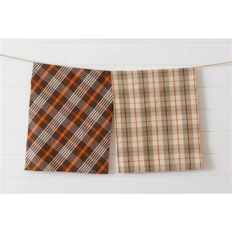 Set Of 2 Fall Plaid Tea Towels Blueberry Lane Shop