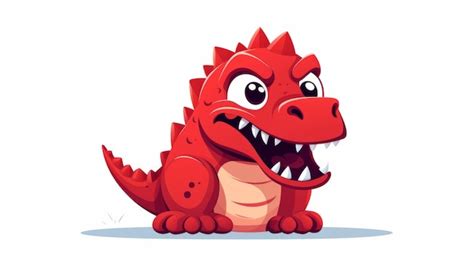 Ícone vetorial de desenho animado de dinossauro vermelho bonito e