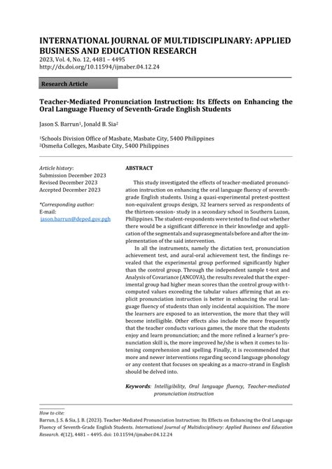 Pdf Teacher Mediated Pronunciation Instruction Its Effects On Enhancing The Oral Language