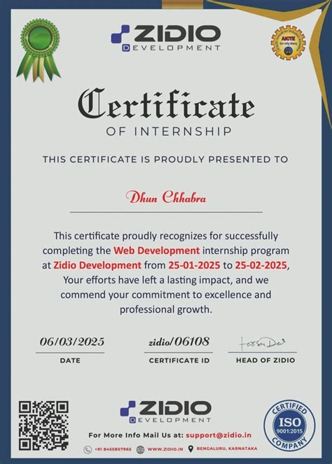 Webdevelopment Internshipexperience Teamwork Zidiodevelopment Dhun Chhabra