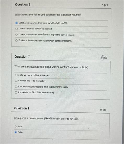 Solved Why Should A Containerized Database Use A Docker Chegg Com