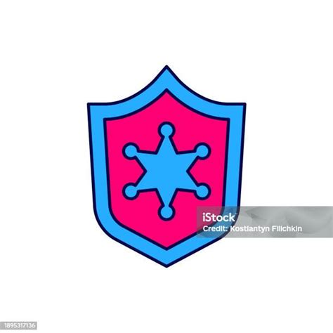 채워진 개요 흰색 배경에 격리된 경찰 배지 아이콘 보안관 배지 기호입니다 벡터 가득 찬에 대한 스톡 벡터 아트 및 기타 이미지