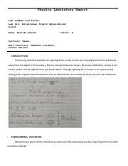Lab Rotational Static Equilibrium Strut Pdf Physics Laboratory Report Lab Number And