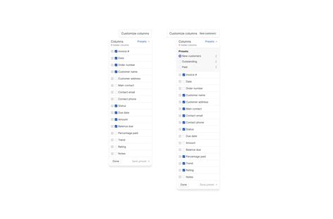 Customize Table Columns Figma