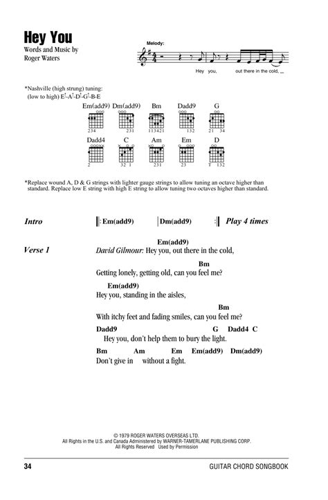 Hey You By Pink Floyd Guitar Chordslyrics Guitar Instructor