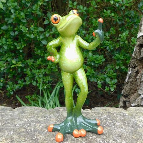 Frog Middle Finger Salute Ornament Rude Funny Statue Figurine Etsy