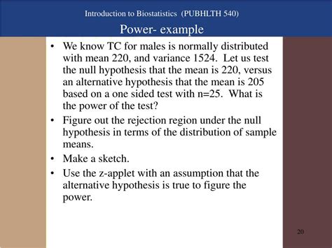 Ppt Introduction To Biostatistics Pubhlth 540 Hypothesis Testing