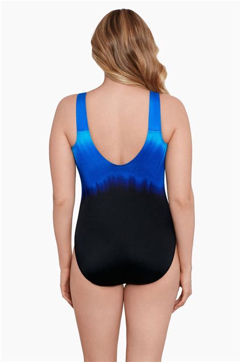 Longitude Scoopback Highneck Long Torso Panel Swimsuit Ombre