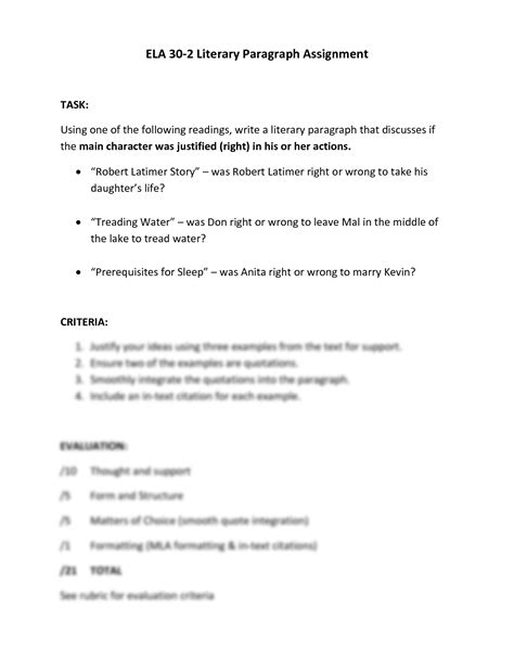 Solution Literary Paragraph Assignment Studypool