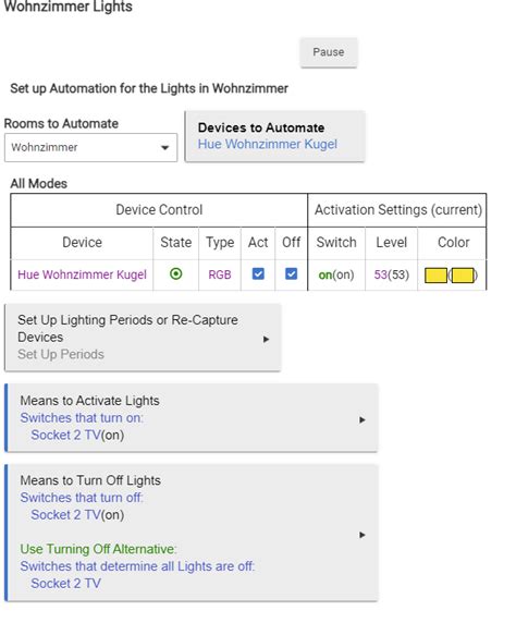 If Socket Is On Then Hue State On Room Lighting Hubitat