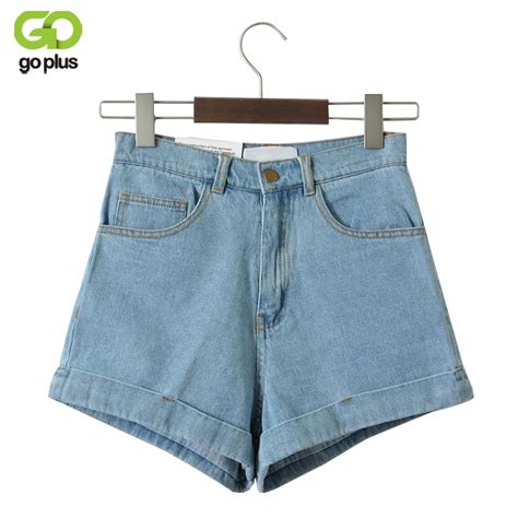 Vintage Denim Shorts Women High Waist Rolled Hem Denim Shorts Girls