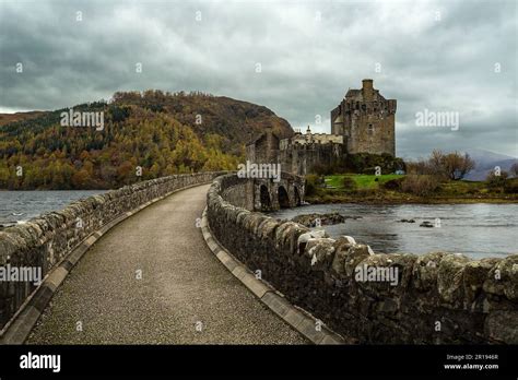 Old Scottish Castle Of Eilean Donan Located Near Dornie A Stone Bridge