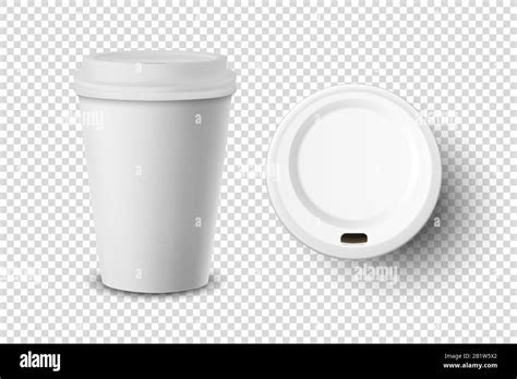 Vector 3d Realistic Disposable Closed And Opened Paper Plastic Coffee