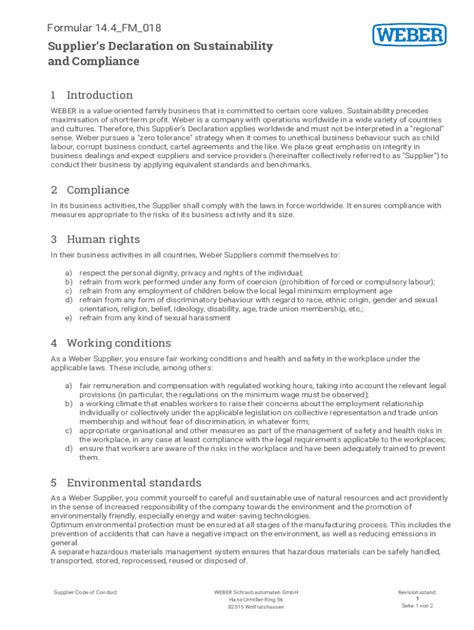 Fillable Online Suppliers Declaration On Sustainability And Compliance