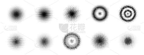 向量半色调圆与点的集合。图案设计元素梯度。