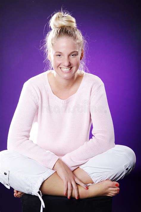 Beautiful Athletic Woman Sitting On Floor Stock Image Image Of Adult