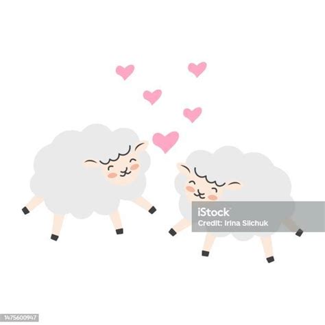 귀여운 양 만화와 하트 기호 기호가 있는 발렌타인 데이 배경 곤충에 대한 스톡 벡터 아트 및 기타 이미지 곤충 공휴일