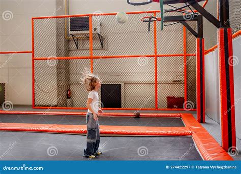 Pretty Girl In Trampoline Park Having Fun Stock Image Image Of Amusement Exercising 274422297