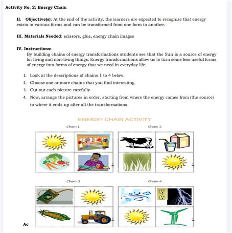 Activity No 2 Energy Chain II Objective S StudyX