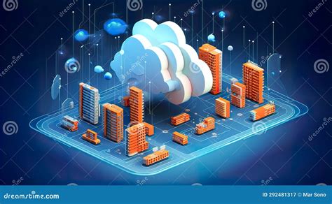Illustrator Vector Cloud Data Save Big Data Generate Ai Stock Image