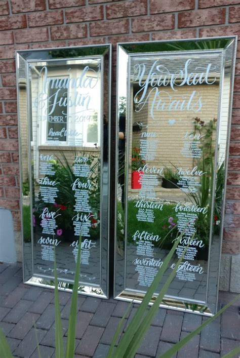 wedding calligraphy mirror seating chart seating chart wedding